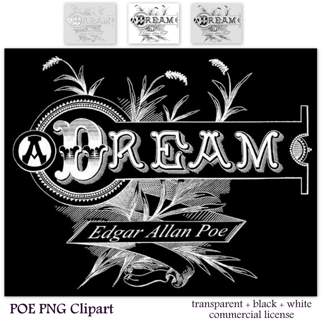 A Dream Edgar Allan Poe Clipart Goth PNG, Mystery Party Decor ...