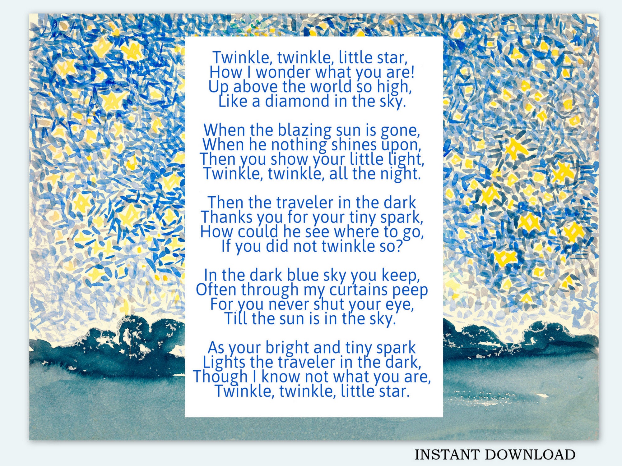 Twinkle Twinkle Little Star Poem