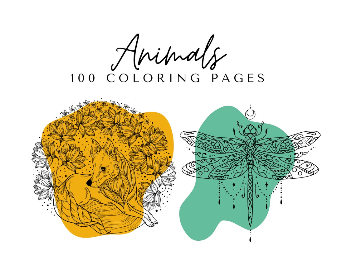 Animals Coloring Pages - Printable Adult Animals Coloring Book - 100 ...