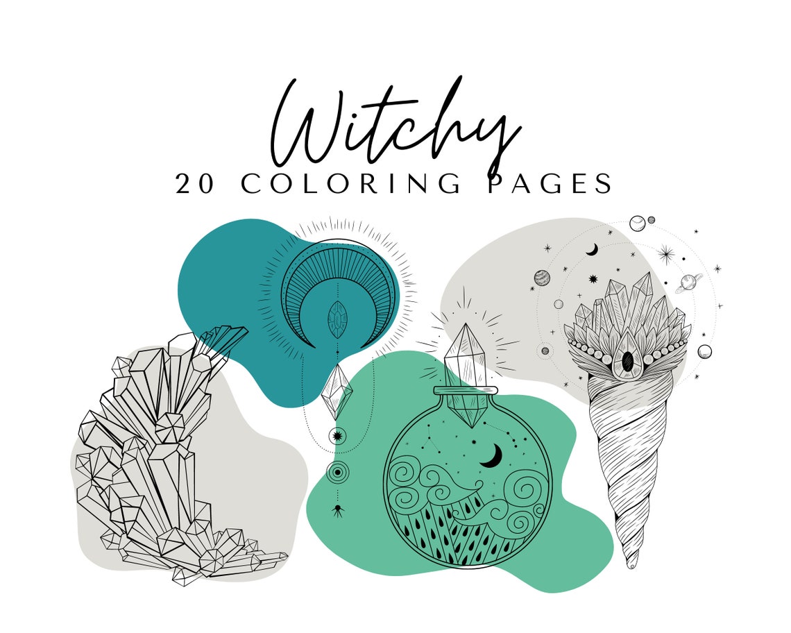 Witchy Coloring Pages Printable Adult Magical Coloring Book | Etsy