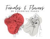 Females and Florals Coloring Pages Printable Adult Floral - Etsy