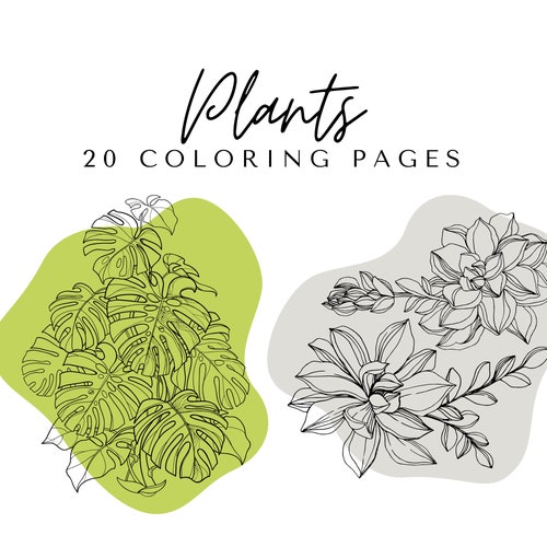 Plants Coloring Pages Printable Adult Plants Coloring Book | Etsy