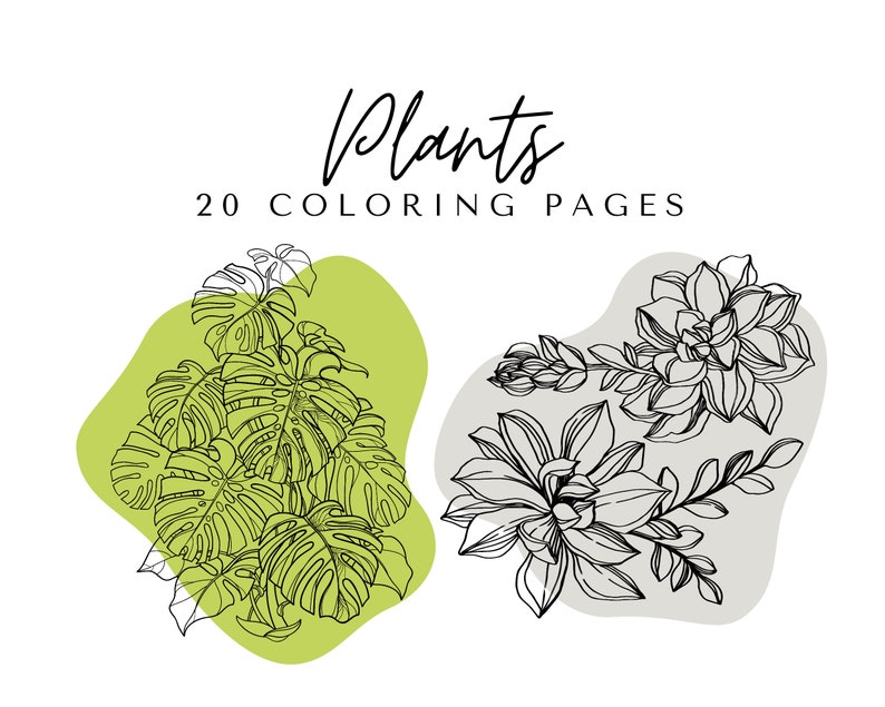 Plants Coloring Pages - Printable Adult Plants Coloring Book - 20 Pages ...