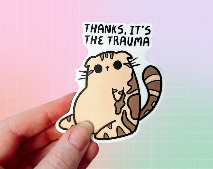 CPTSD Cat Sticker | PTSD | Funny Cat | Disability | Trauma | Spoonie ...