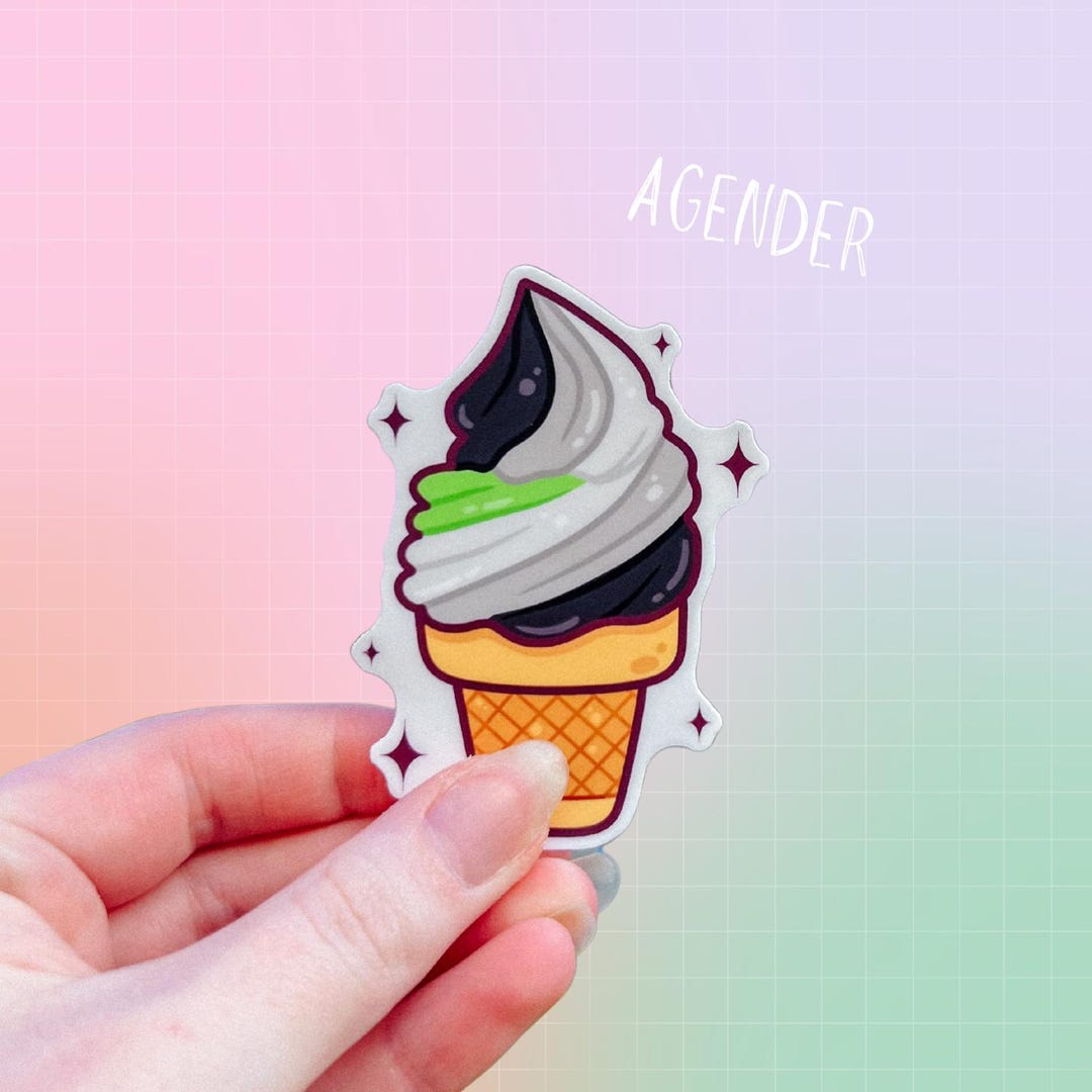 Agender Ice Cream Sticker | LGBTQIA | Subtle PRIDE Sticker | Queer ...