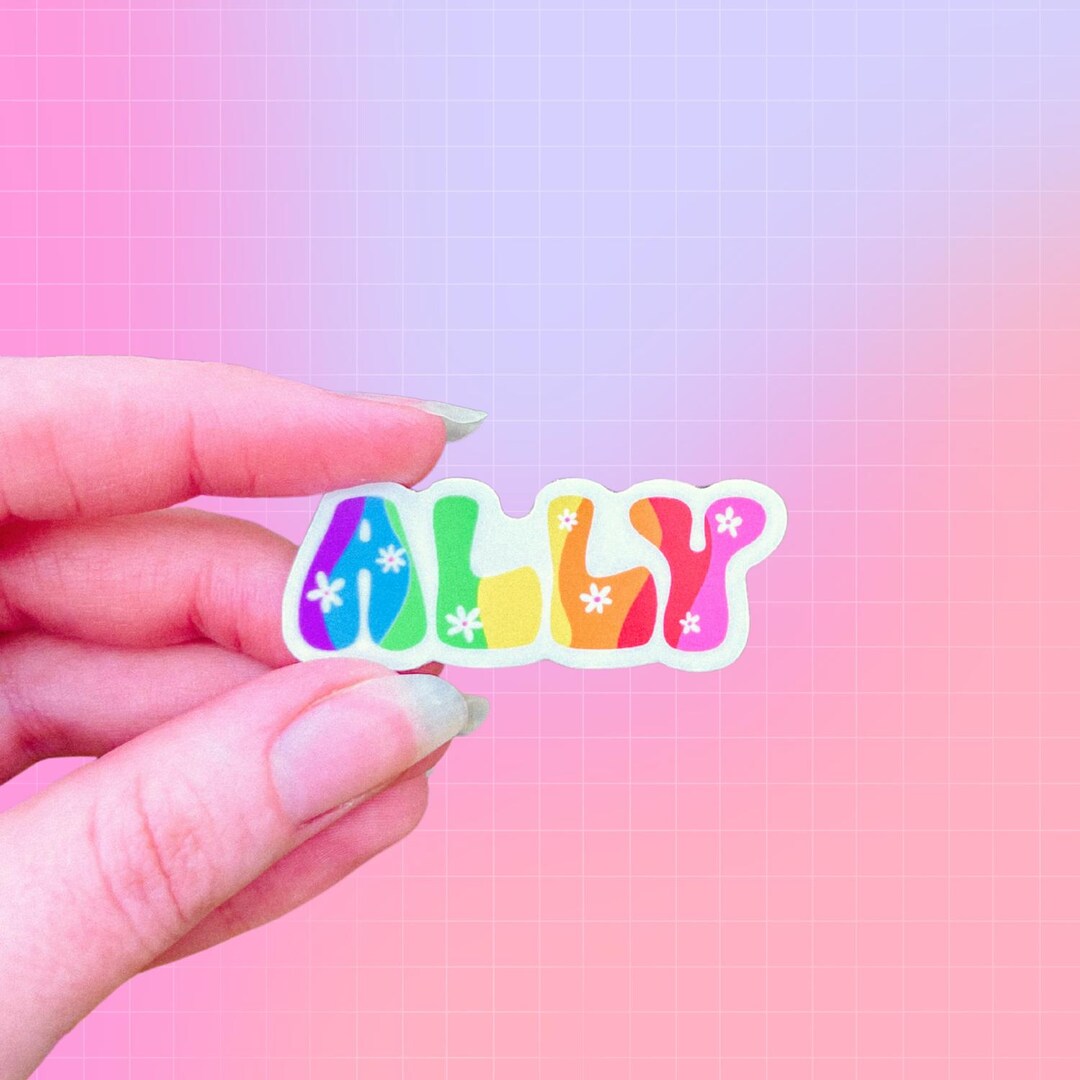 LGBTQ Ally Sticker | PRIDE Sticker | Groovy Floral Rainbow | LGBTQ+ ...