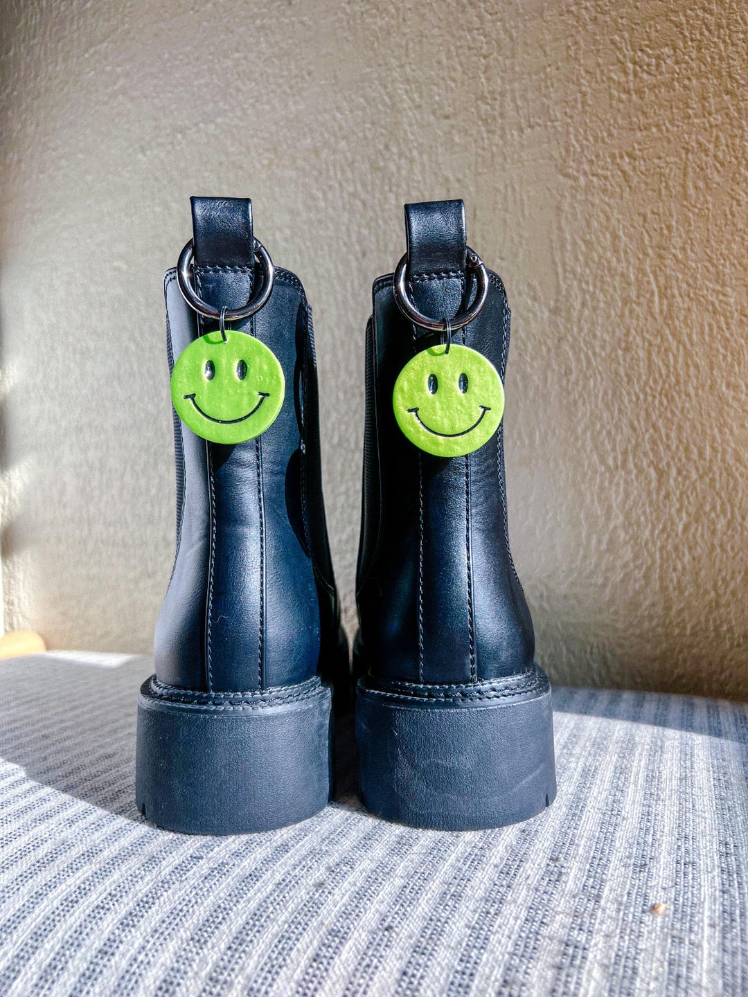 Smiley Face Chartreuse Shimmer Boot Charms Set of 2 Clips for Shoe ...