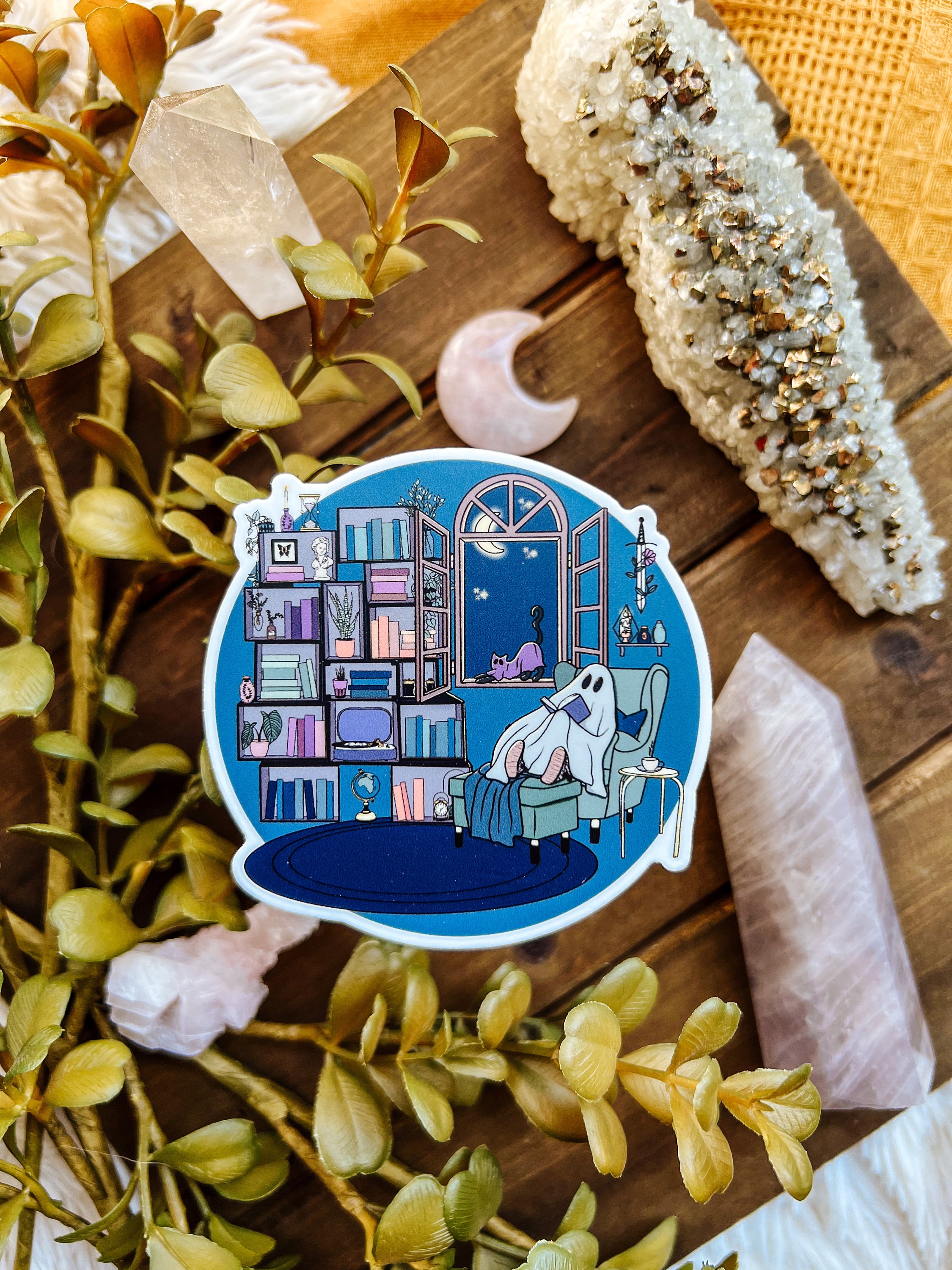 Ghost Library Sticker Spooky Cat Library Bookish Fantasy Romance ...