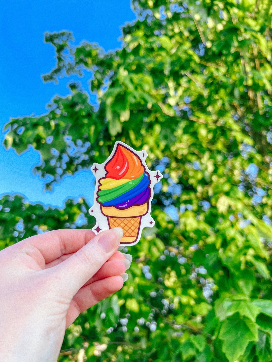 Rainbow Ice Cream Sticker LGBTQIA Subtle PRIDE Sticker Queer LGBTQ ...