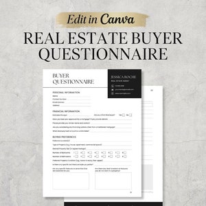 Buyer and Seller Questionnaire Realtor Marketing Tools Real Estate ...