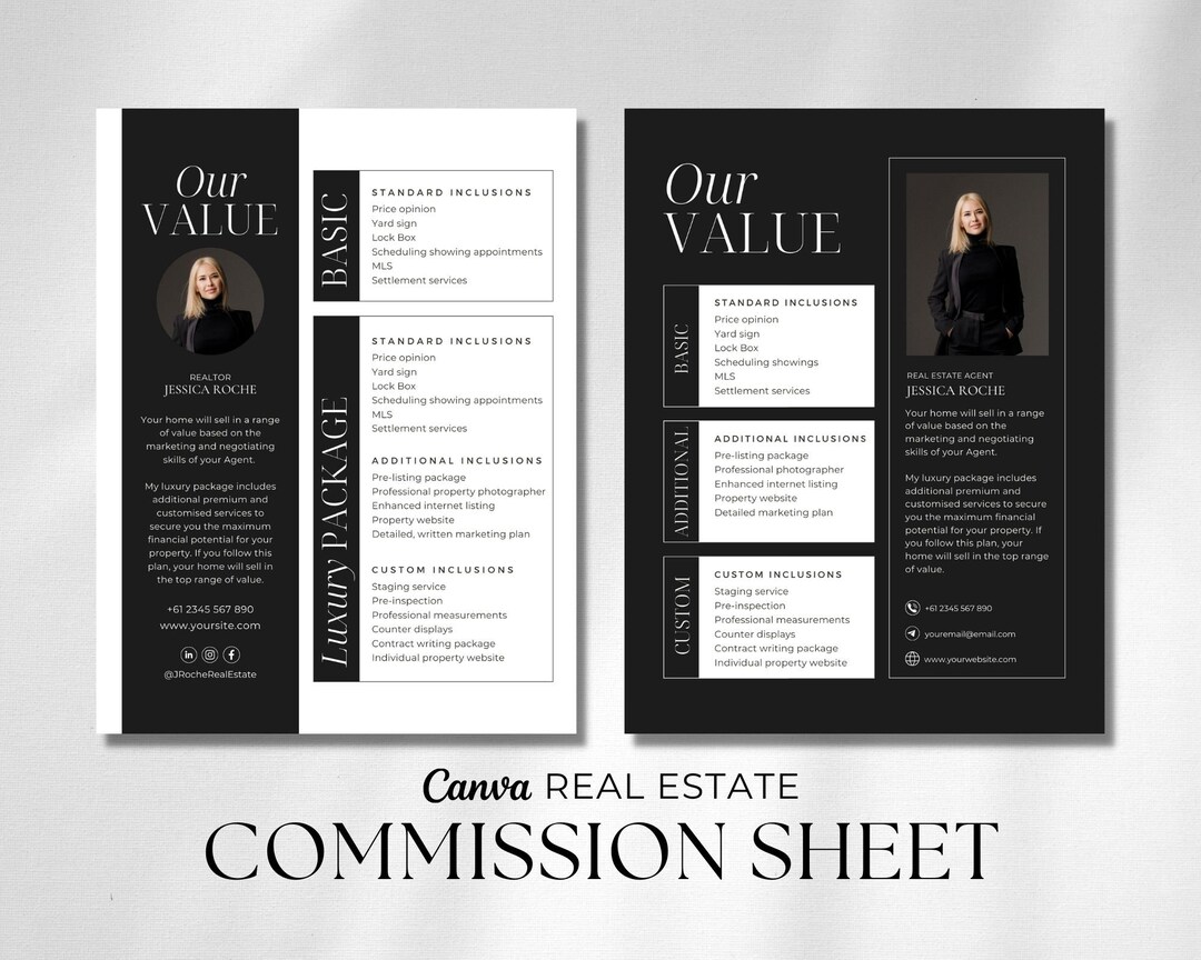 Real Estate Commission Sheet | Value Proposition | Real Estate ...