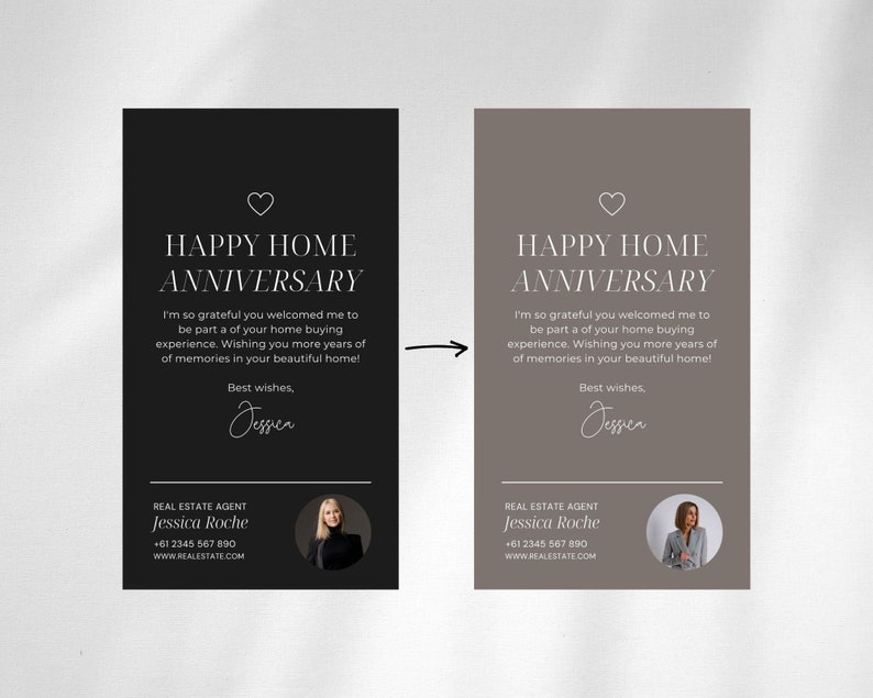 Realtor Home Anniversary Card: Textable Client Template (canva) - Etsy