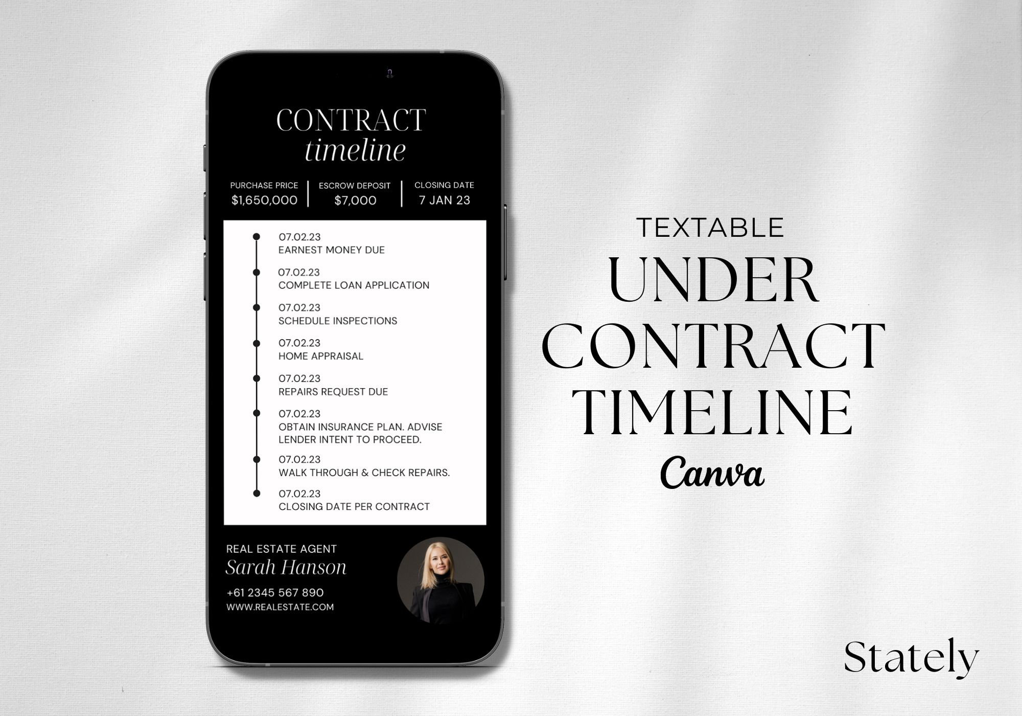 Textable Under Contract Timeline for Real Estate Agents - Etsy