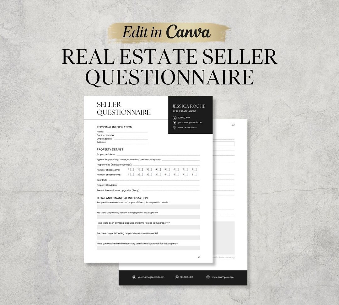 Seller Questionnaire | Real Estate Marketing | Realtor Marketing | Home ...