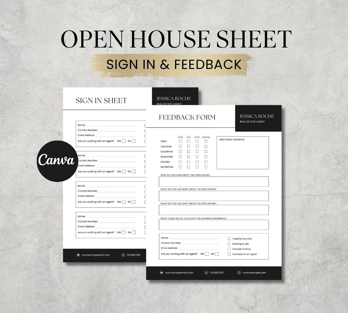 Open House Sign in Sheet Feedback Form Real Estate Marketing Open House ...