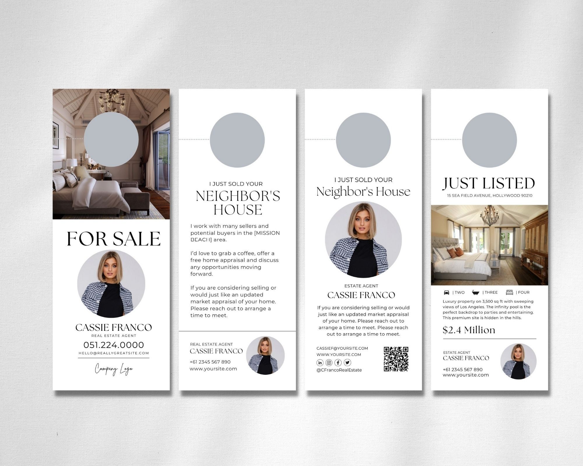 Modern Real Estate Door Hanger Bundle | Stylish Realtor Door Tag | Real ...