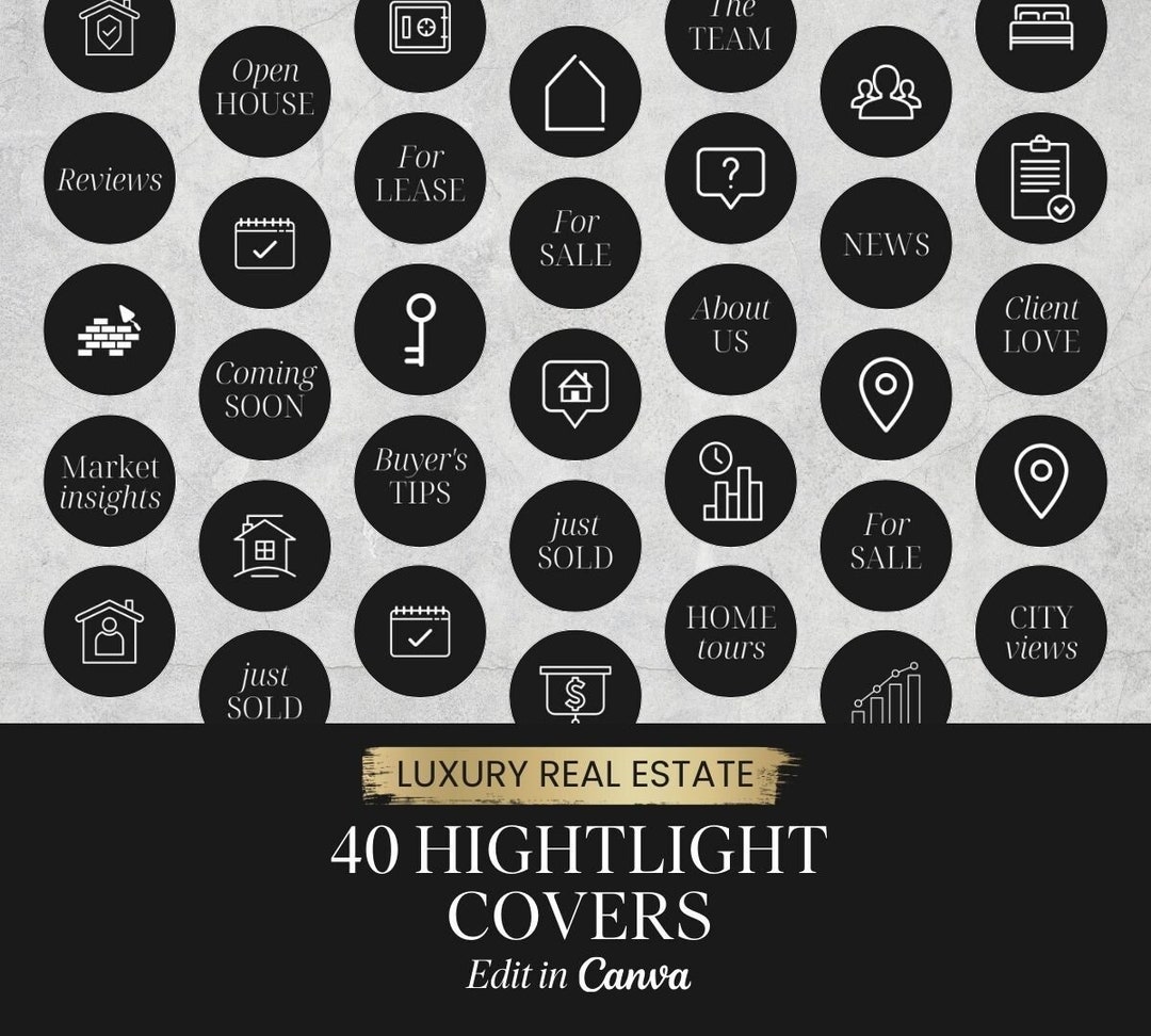 Luxury Real Estate Instagram Highlight Covers | Canva Template ...