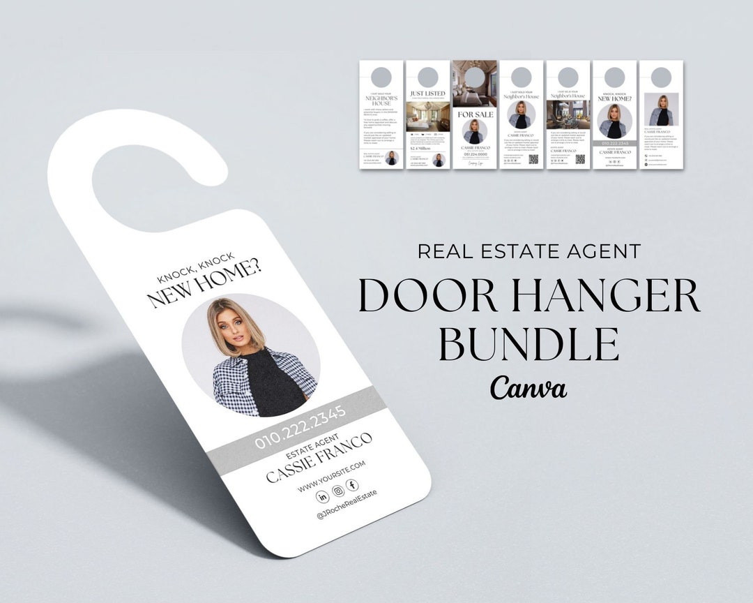 Modern Real Estate Door Hanger Bundle | Stylish Realtor Door Tag | Real ...