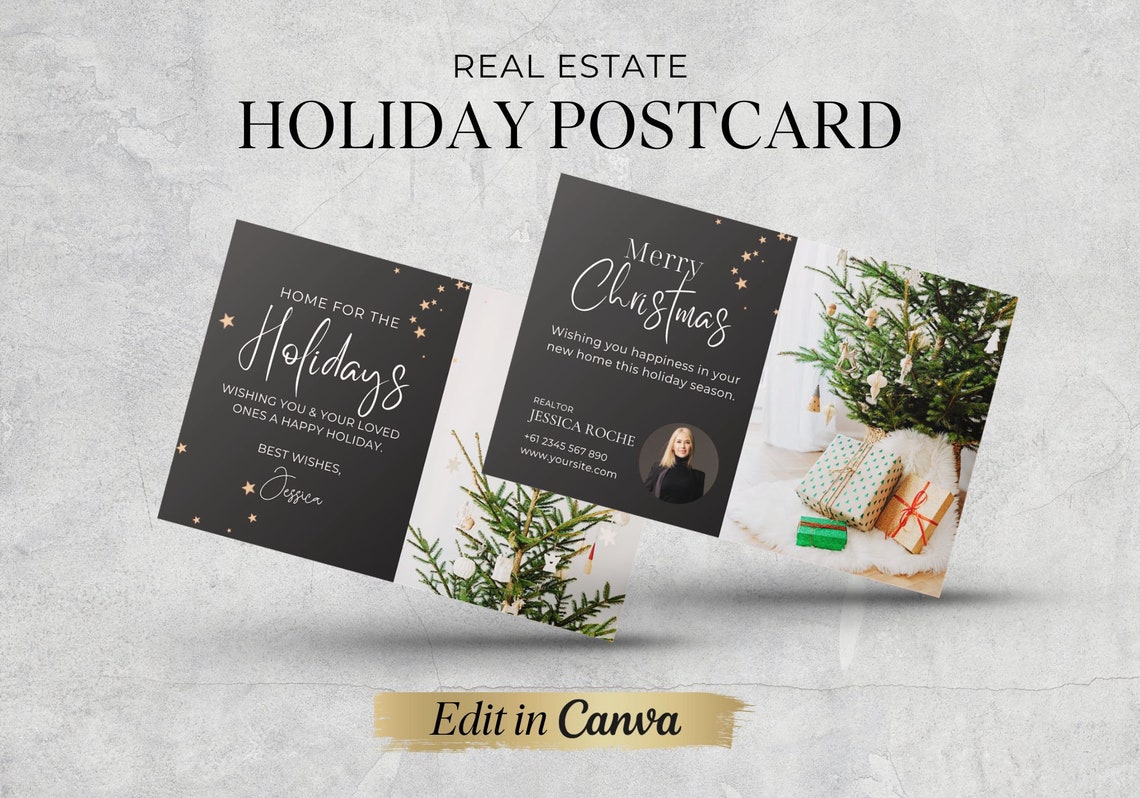 Real Estate Holiday Postcard | Realtor Christmas Card | Winter Real ...
