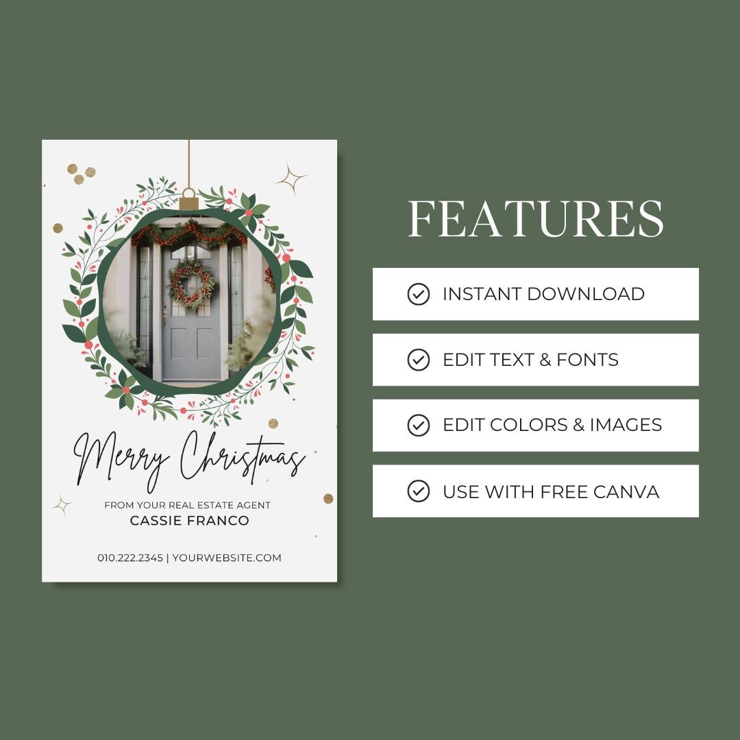 Christmas Real Estate Postcard Realtor Holiday Card Realtor Christmas ...