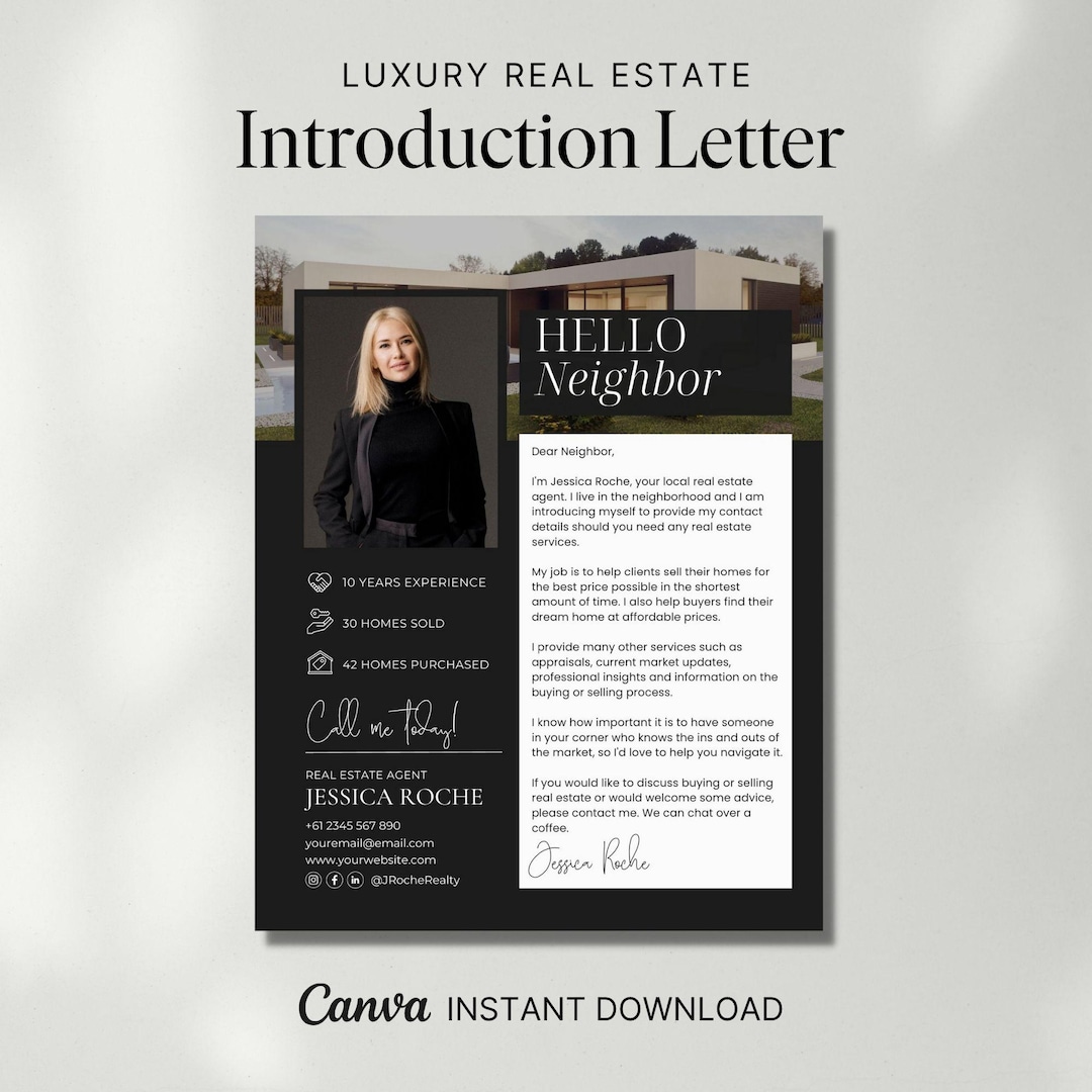 Real Estate Introduction Letter | New Agent Flyer | Luxury Real Estate ...