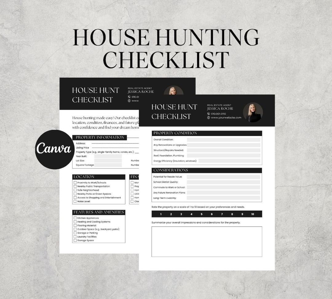 House Hunting Checklist: Real Estate Buyer Template (canva) - Etsy