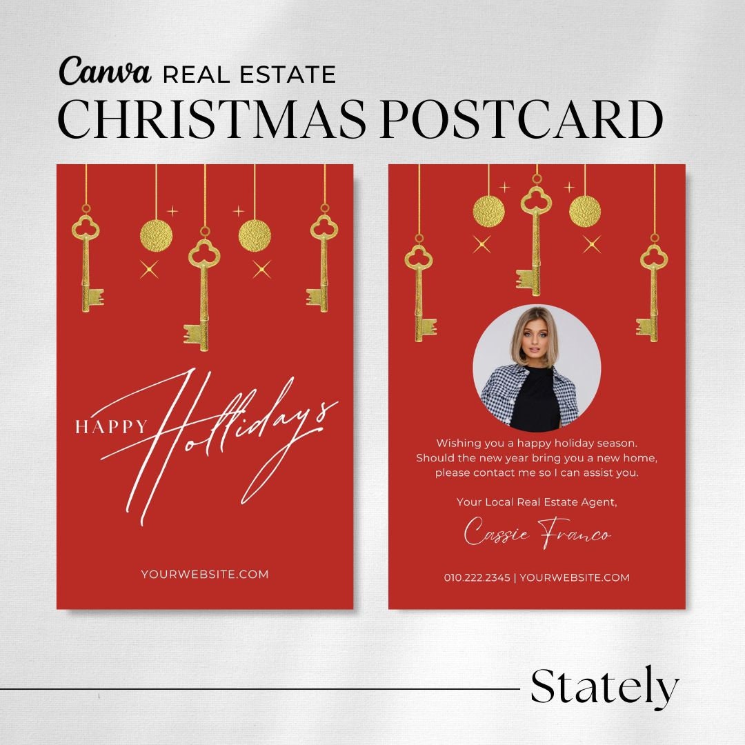 Real Estate Christmas Card | Realtor Holiday Card | Red Christmas ...