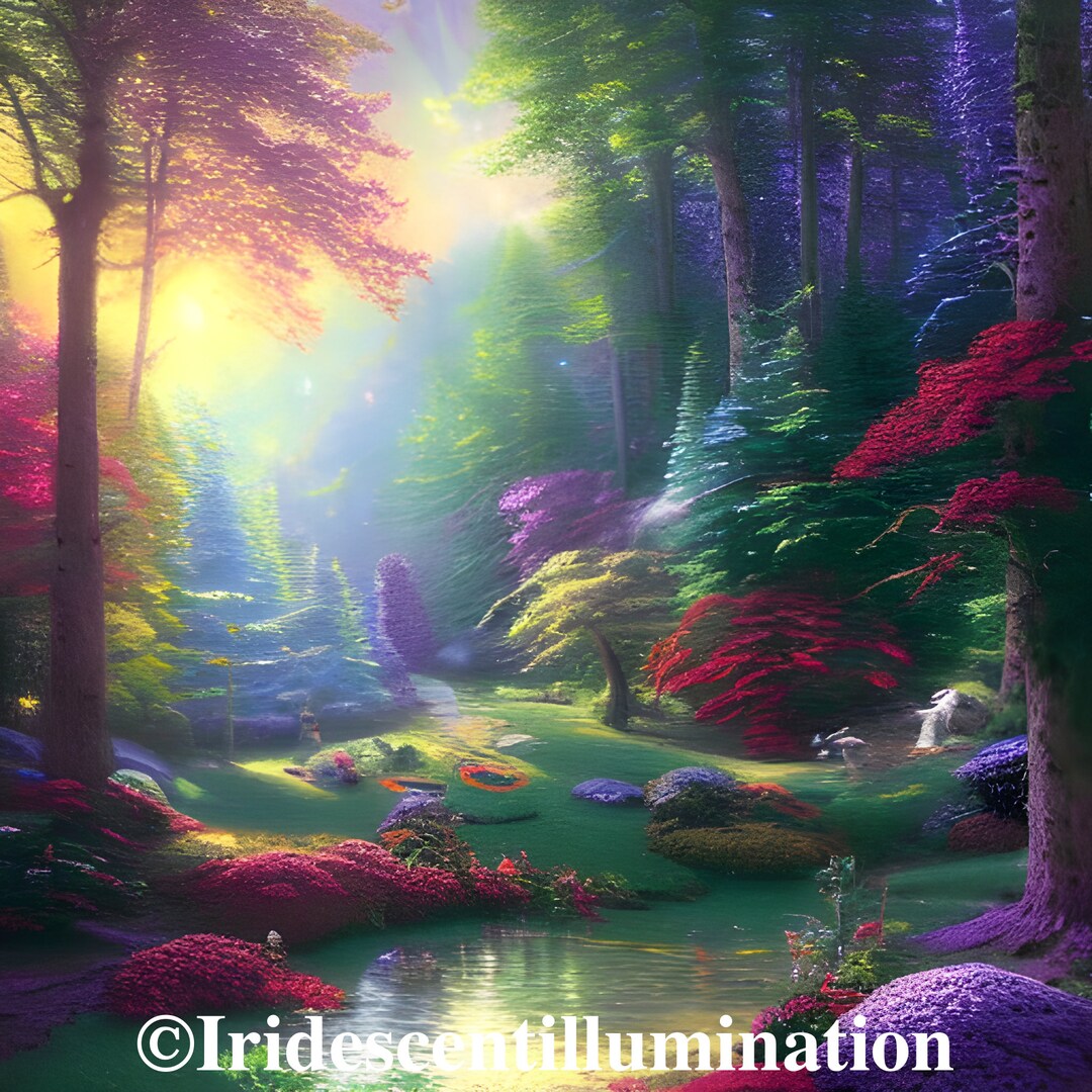 Magical Forest Painting Digital Painting Forest Artwork - Etsy
