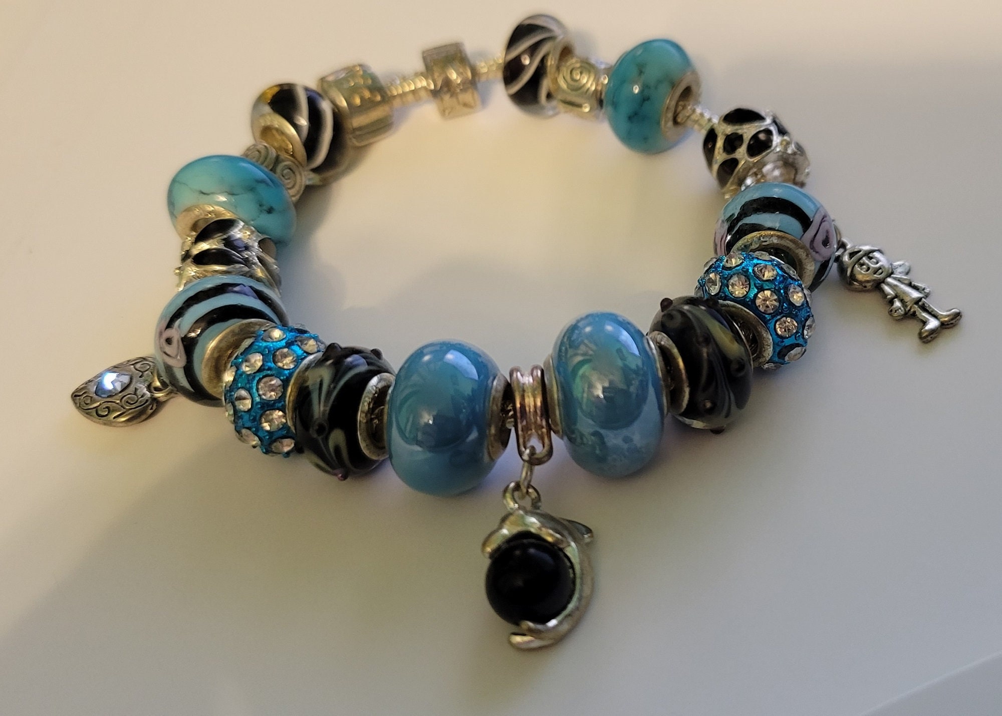Light Blue Pandora Style Bracelet - Etsy UK