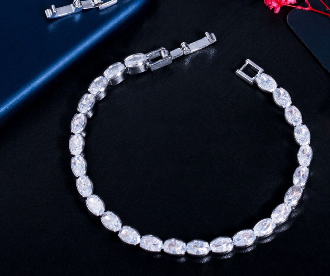 Cww Zircons Shining White Gold Color Oval Cubic Zirconia Etsy
