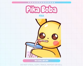 Pikachu Boba Sip Emote for Twitch Streamers/ Discord, Youtube/ Bubble ...