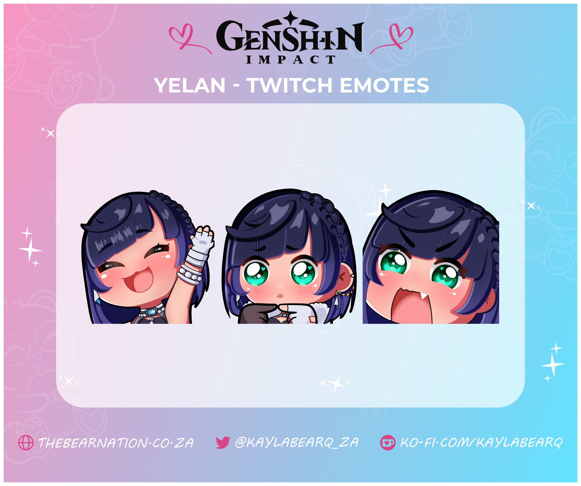 Genshin Impact Yelan Emote Set for Twitch/discord - Etsy Hong Kong
