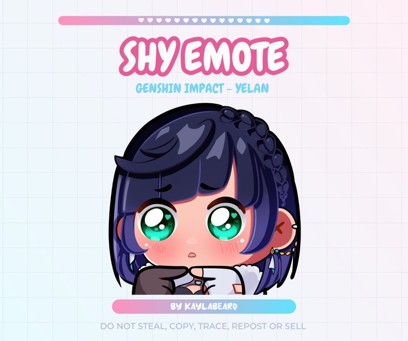 Genshin Impact Yelan Shy Emote for Twitch/discord/kick - Etsy Australia