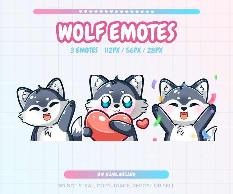 Wolf Emote Set for - Twitch, Youtube | Streaming | Discord Stickers ...