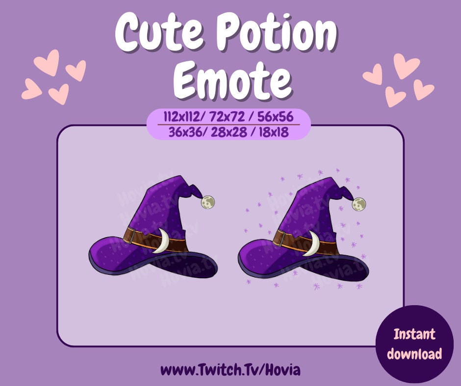 Cute Witch Hat Emote Badge for Twitch, Discord and Youtube | New Shop ...