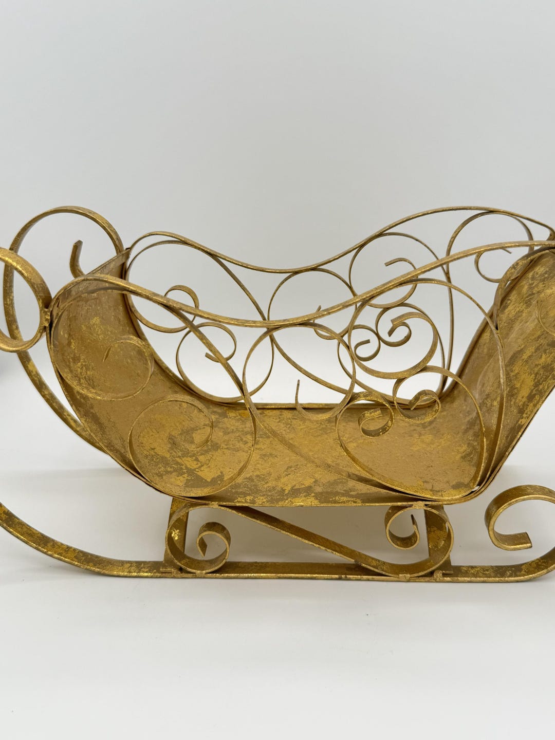 Giant Gold Metal Santa Sled Decor - Etsy