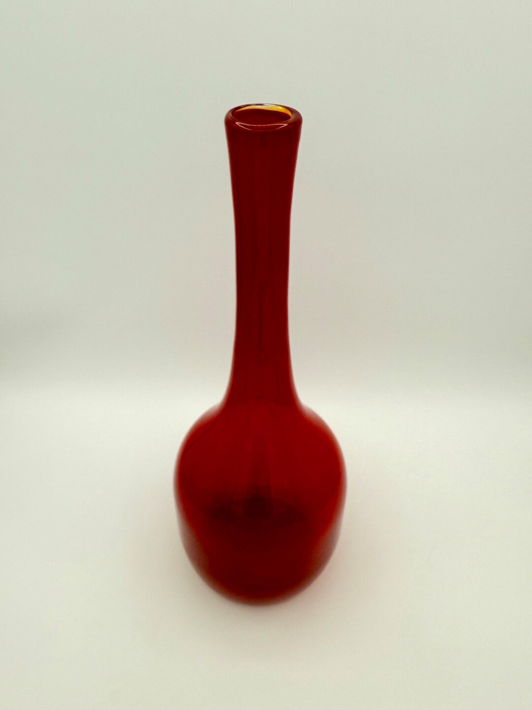 Cherry Red Hand Blown Glass Vase W/ Skinny Neck - Etsy