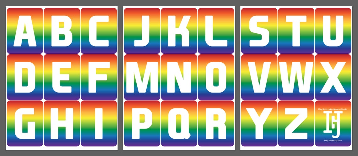 Flash Cards: ABC Letters - Rainbow - Printable PDF - Instant Download ...