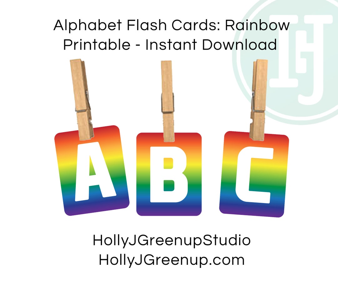 Flash Cards: ABC Letters - Rainbow - Printable PDF - Instant Download ...