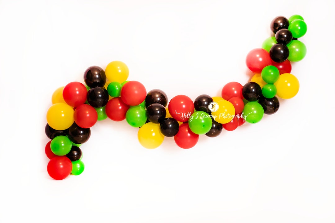 Cake Smash Digital Backdrop: Rasta Balloon Arch - Yellow, Red, Green ...