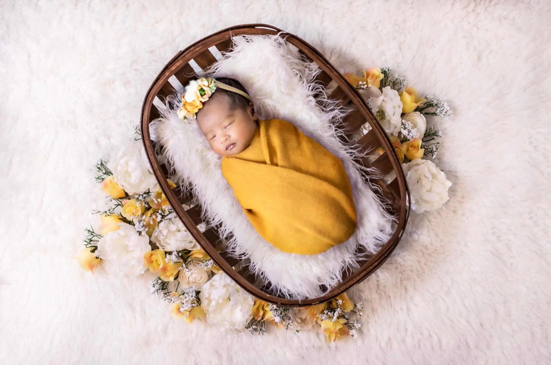 Newborn Digital Background: White Yellow Floral - Etsy