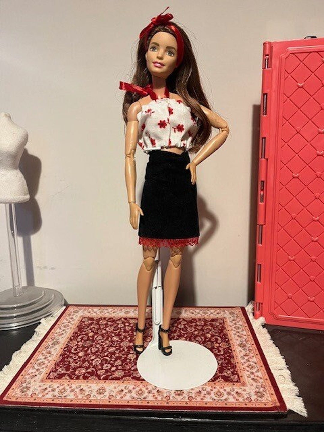 Red and Black Outfit for 30 Cm Fashion Dolls Like Barbie, Sindy, Steffi ...