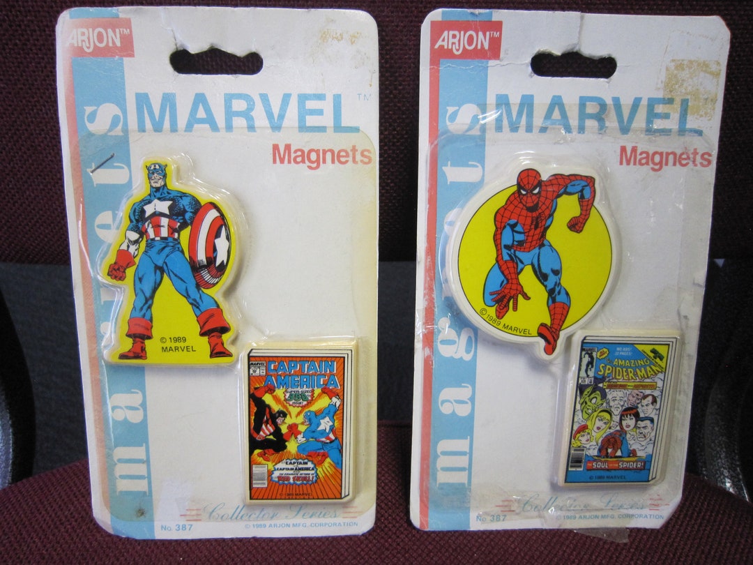 1989 Marvel Magnets - Sealed Spiderman and Captain America - Etsy