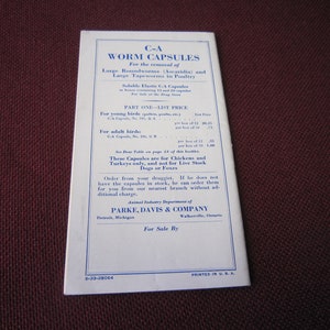 1930 Worm Capsules for Poultry - 1930 Booklet - Etsy