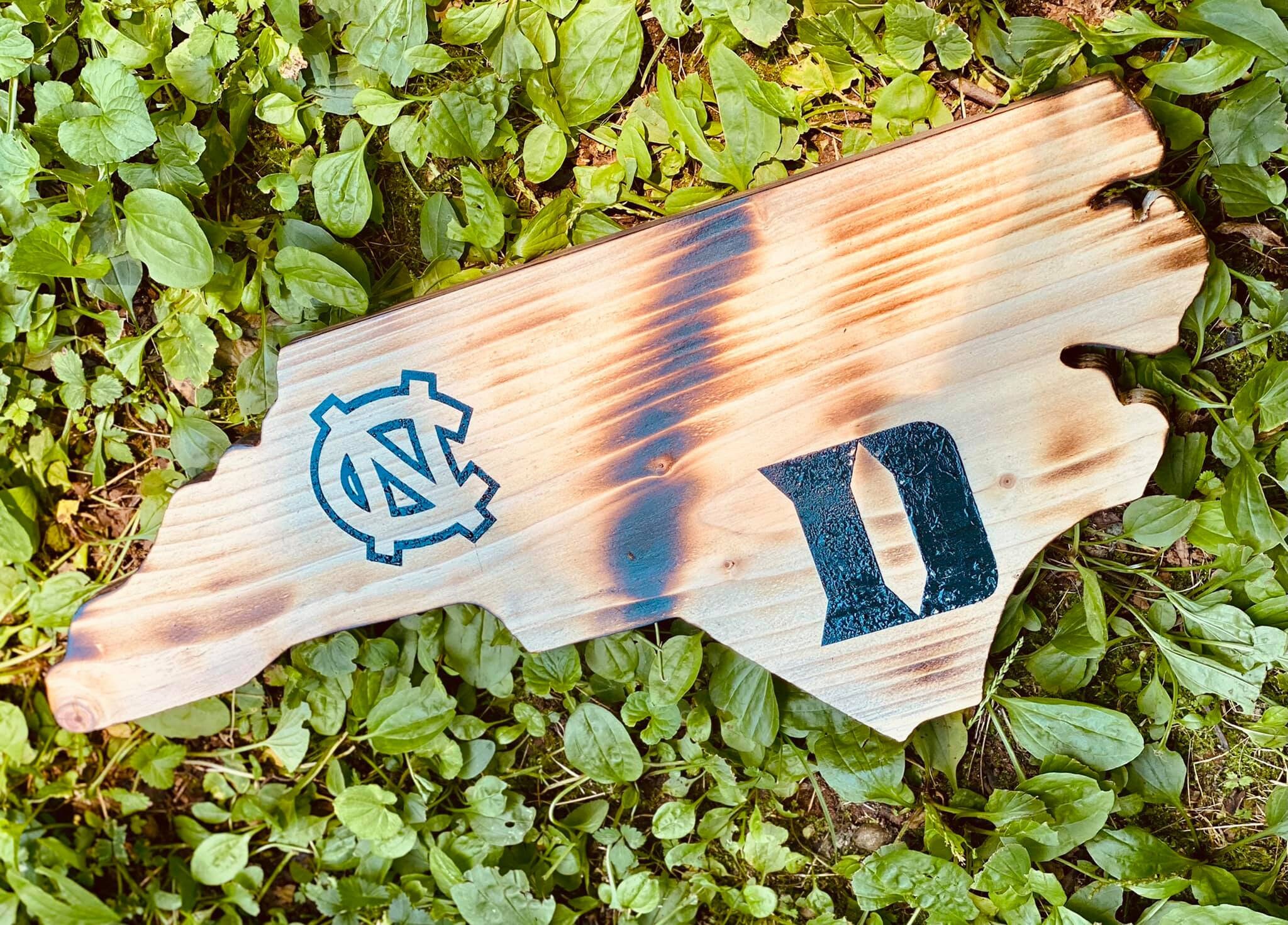 North Carolina House Divided Wooden Sign Duke Carolina UNC - Etsy