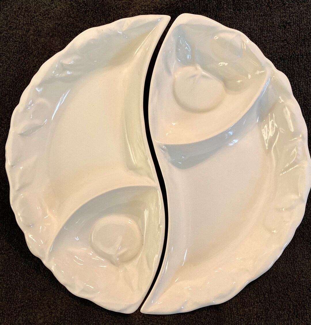 Yin-yang Serving Dish Set, 2 Piece White Studio Pottery Vintage, Made ...