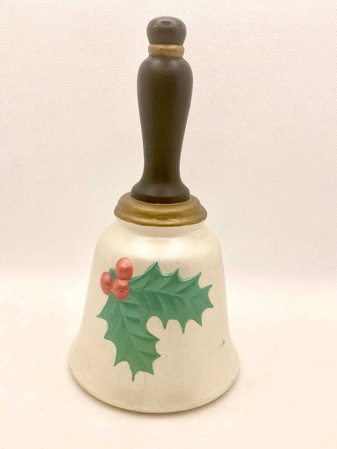Vintage Ceramic Christmas Bell, Holly & Berries, Hand Painted ...