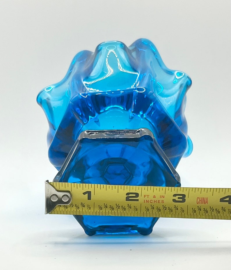 Vintage Viking Glass Handkerchief Vase Early Bluenique Column Base Epic Swung Vase Mid