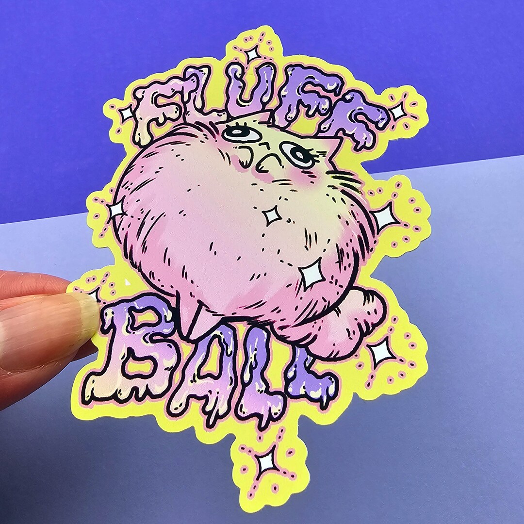 Fluff Ball Vinyl Matte Sticker Funny Chonky Cat, Gift for Cat Fans - Etsy