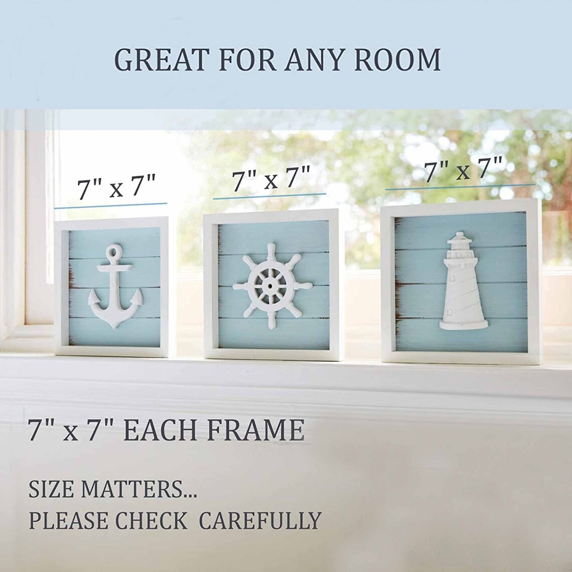 Nautical Wall Decor Set of 3 Rustic Beach Decor With | Etsy